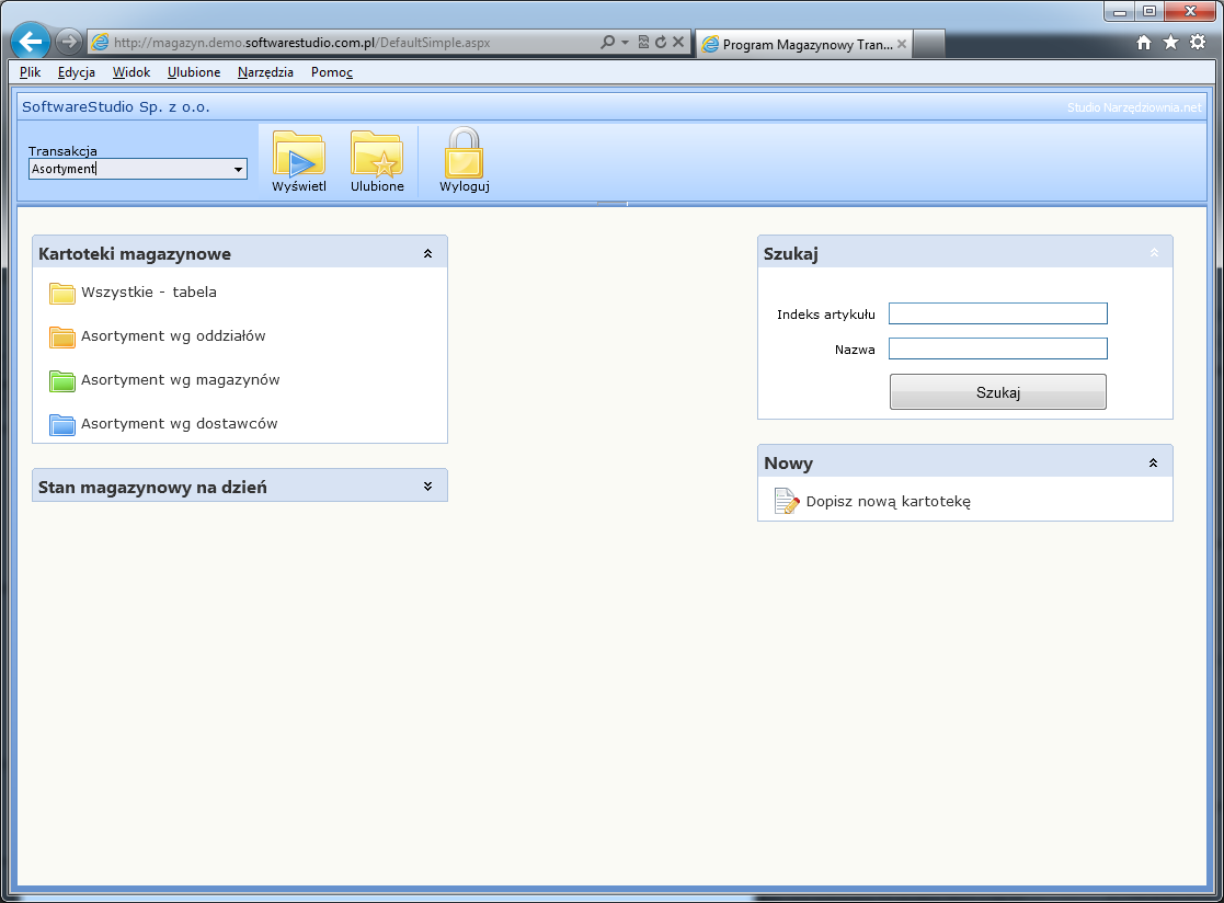 Transakcje Kartotek - Program Magazynowy