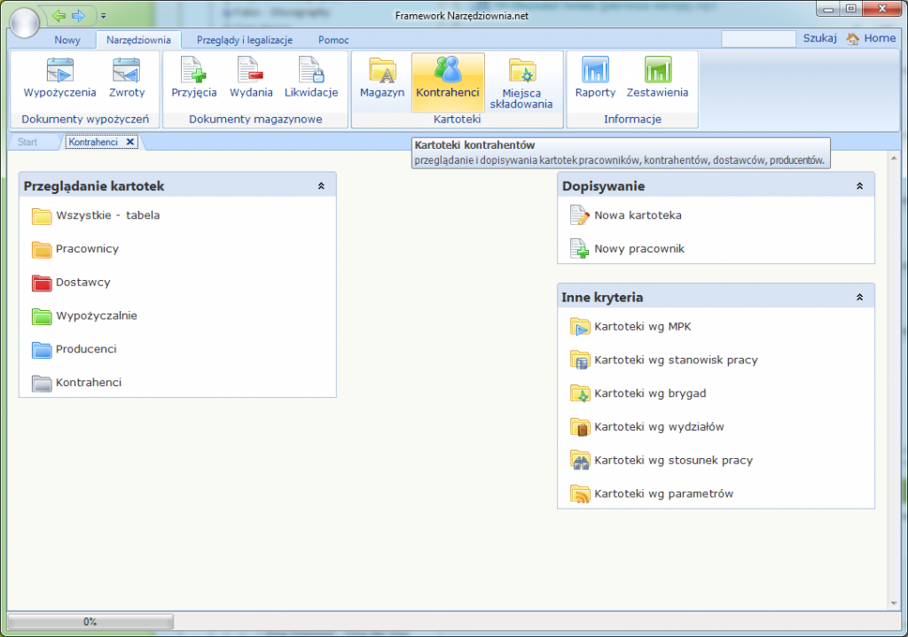 Kontrahenci magazynu wysokiego składowania - Program Magazynowy