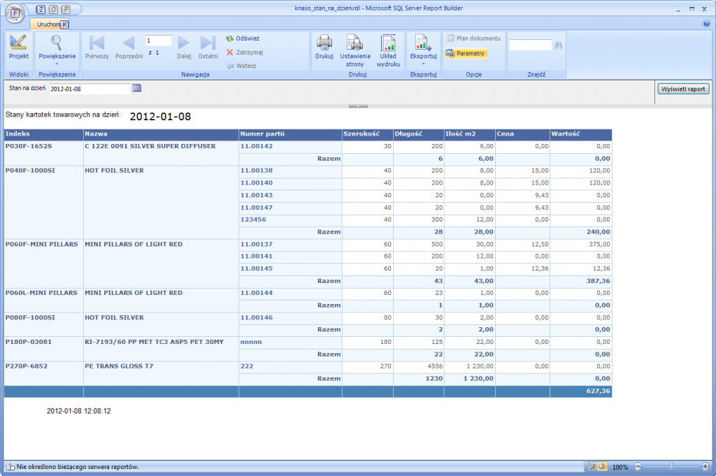 Stan magazynu na dowolny dzień - Program Magazynowy
