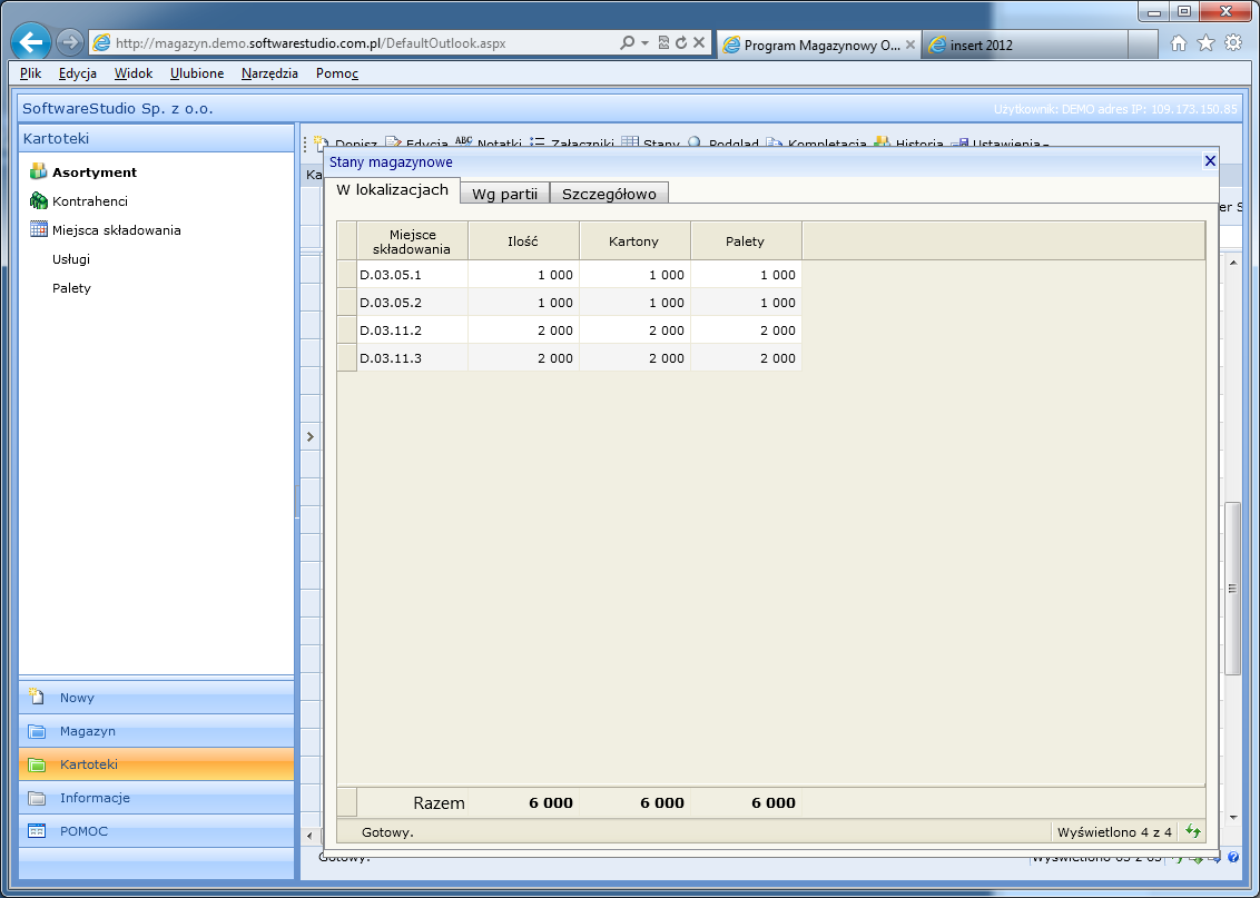 Przeglądanie stanów magazynowych - Program Magazynowy