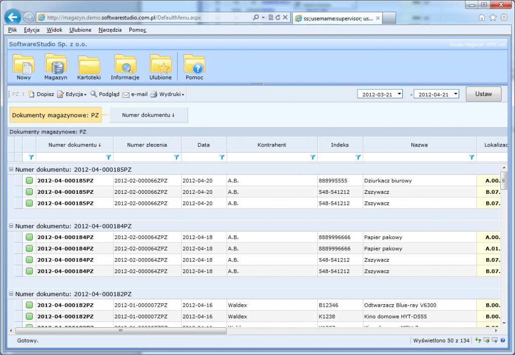 Grupowanie - Program Magazynowy
