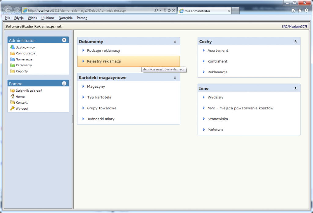Program reklamacyjny - Program Magazynowy
