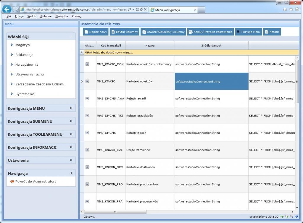 Konfiguracja x_grid - połączenie do bazy SQL - Program Magazynowy