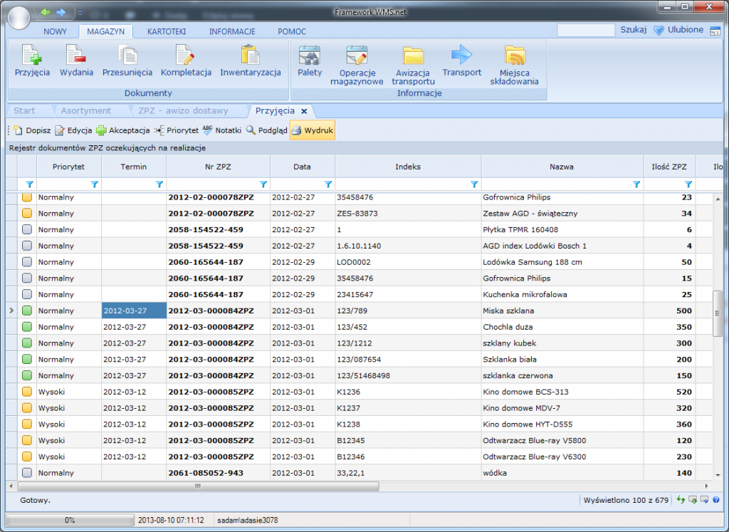 Wydruk dokumentu - Program Magazynowy