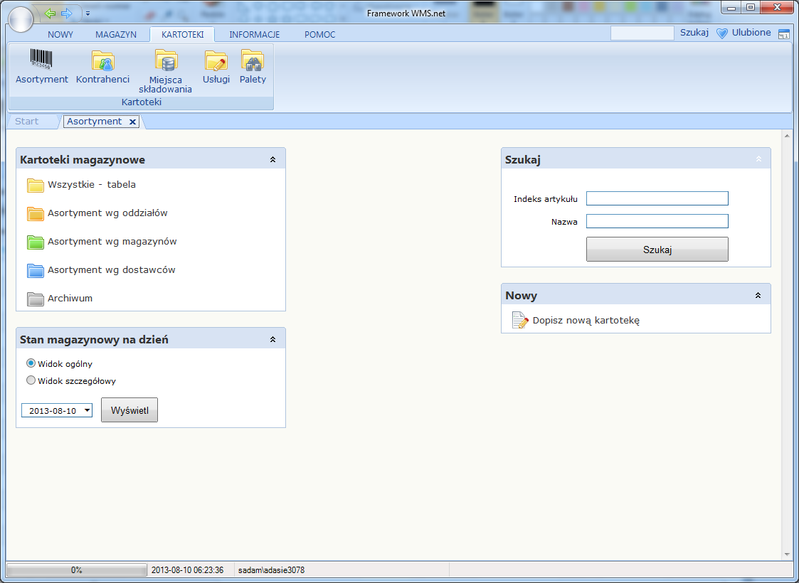Stan magazynowy na dzień - Program Magazynowy