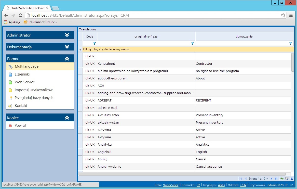 Multilanguage - Program Magazynowy